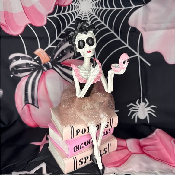 Holiday | Halloween Ballerina Pink Skeleton With Makeup Sitting On ...